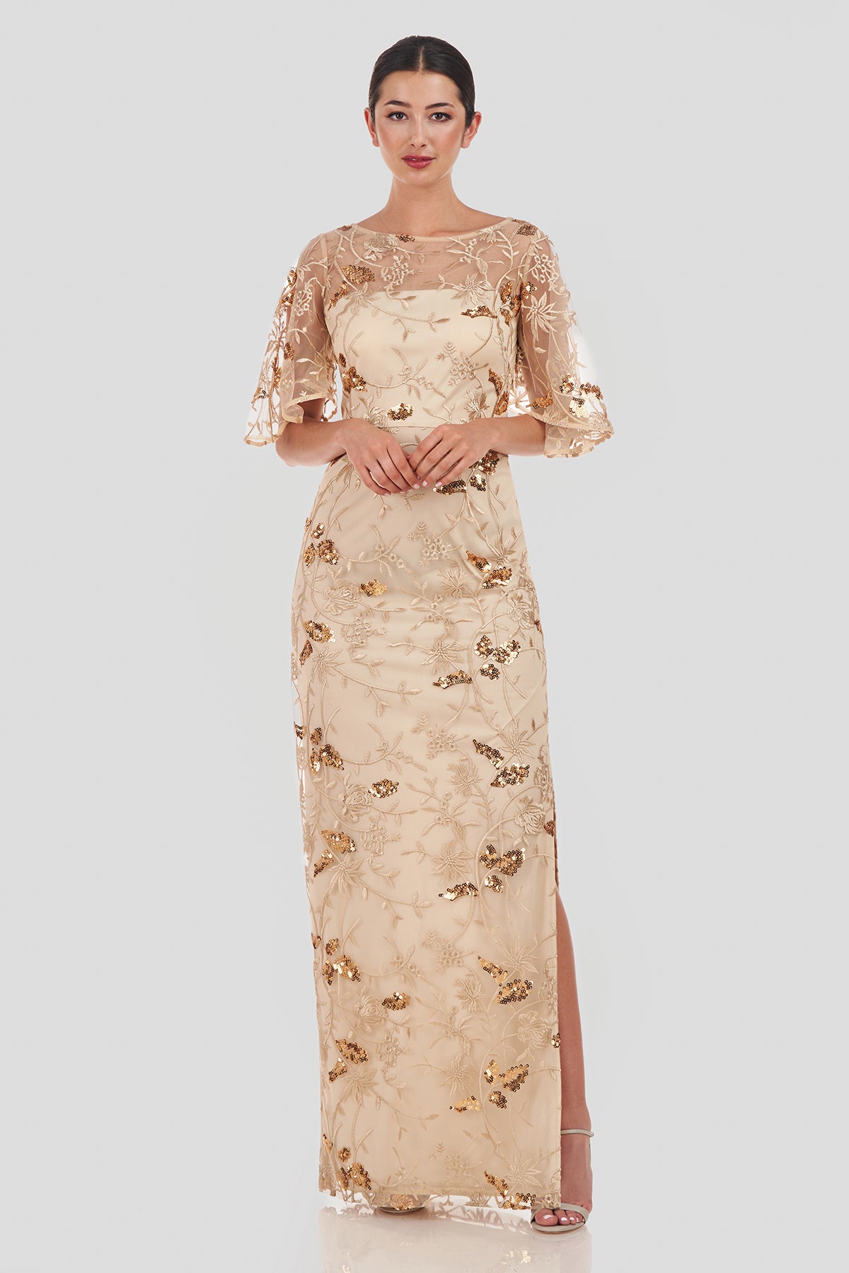 Daphne Flutter Column Gown – JS Collections