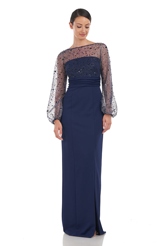 Logan Illusion Column Gown – JS Collections